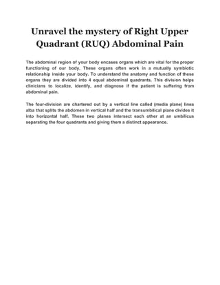 Unravel the mystery of right upper quadrant (ruq) abdominal pain | PDF