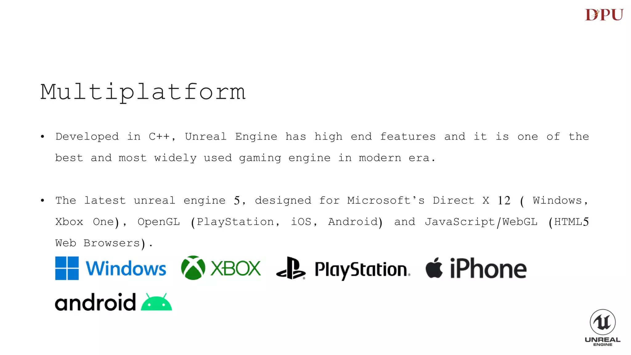 Unreal Enginepptx 3 D Graphics Computer Software And Applications
