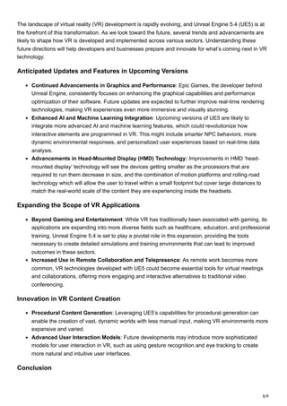 Unreal Engine 5 for VR Development All You Need to Know | PDF