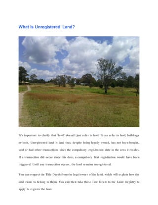 Unregistered and unclaimed land with benefits | DOCX