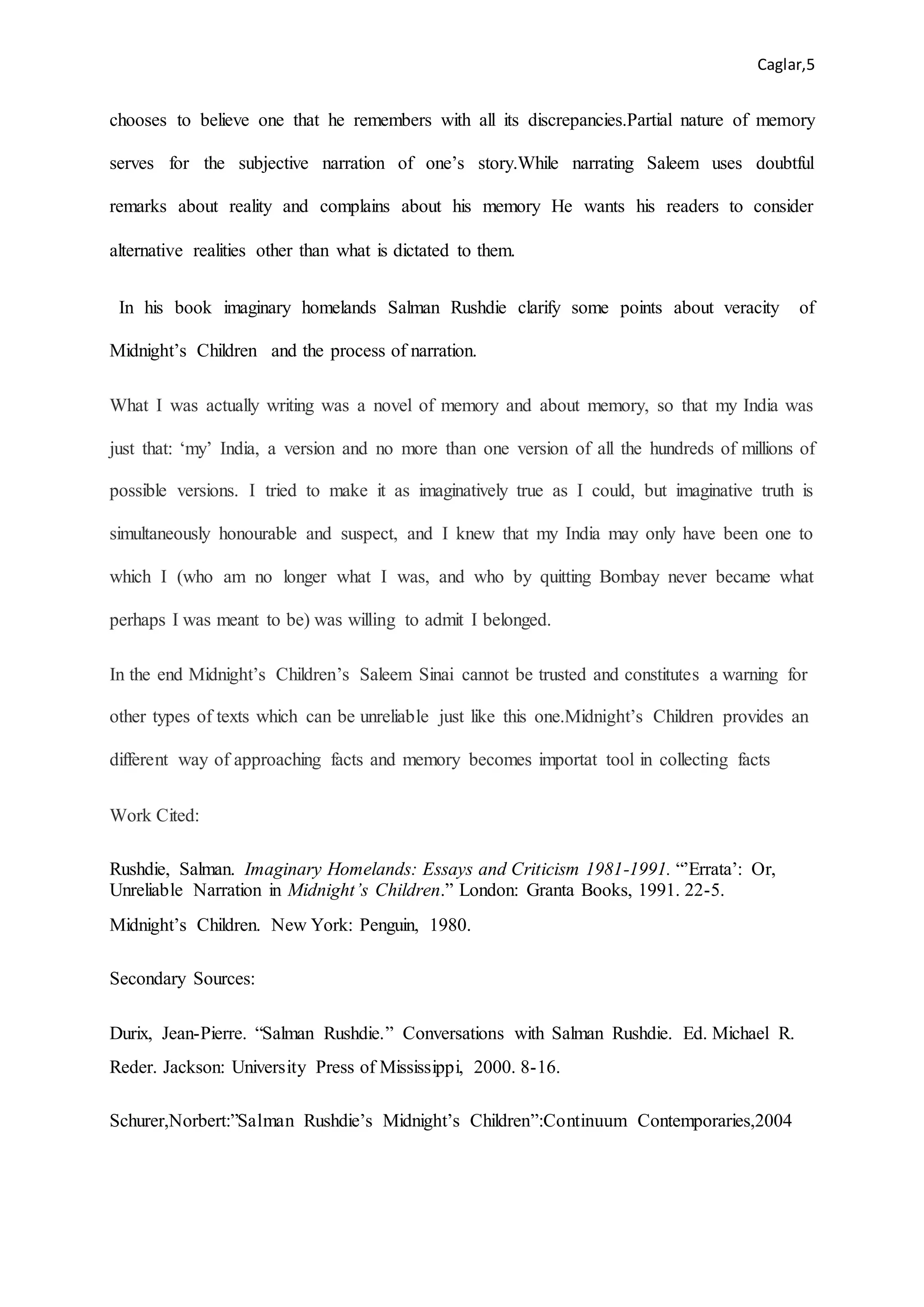 Unreliable narration and_the_role_of_memory_ in_midnight_children | DOCX