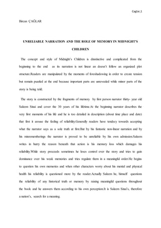 Unreliable narration and_the_role_of_memory_ in_midnight_children | DOCX
