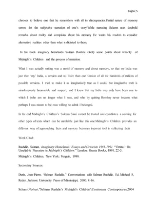 Unreliable narration and_the_role_of_memory_ in_midnight_children | DOCX