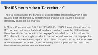 IRS Methods for Identifying Unreported Income | PPT