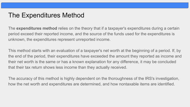 IRS Methods for Identifying Unreported Income | PPT