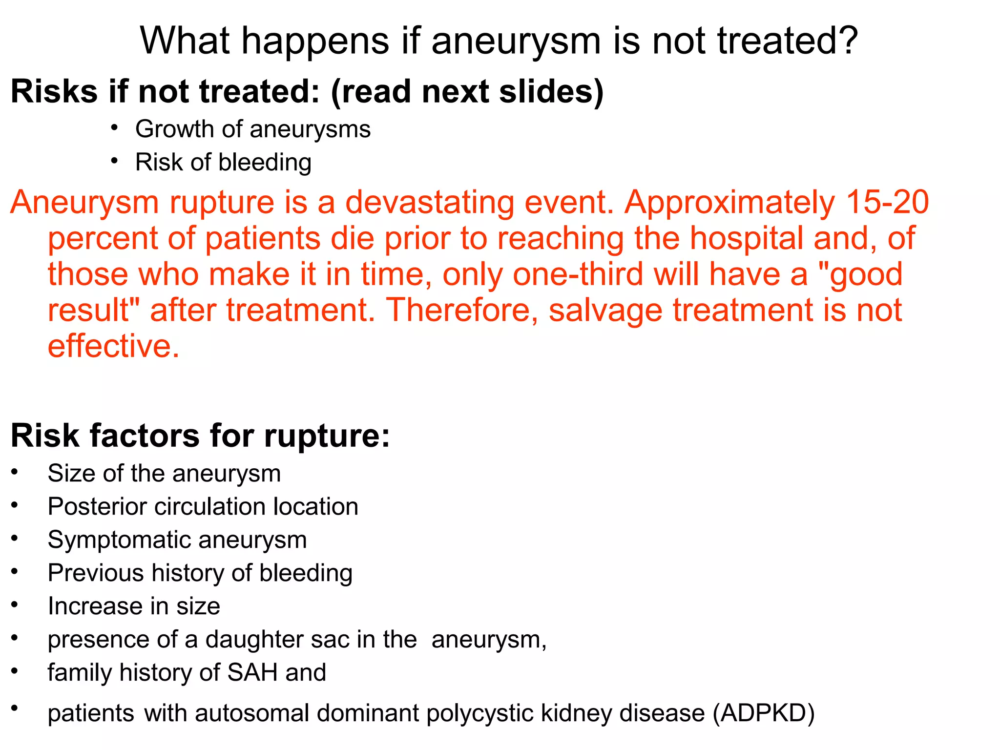 Unruptured brain aneurysm | PPT
