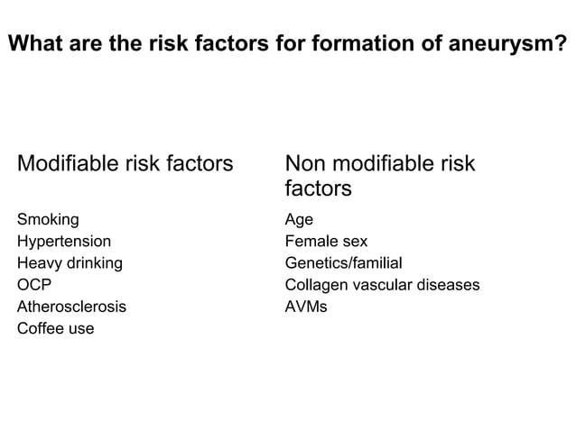 Unruptured brain aneurysm | PPT