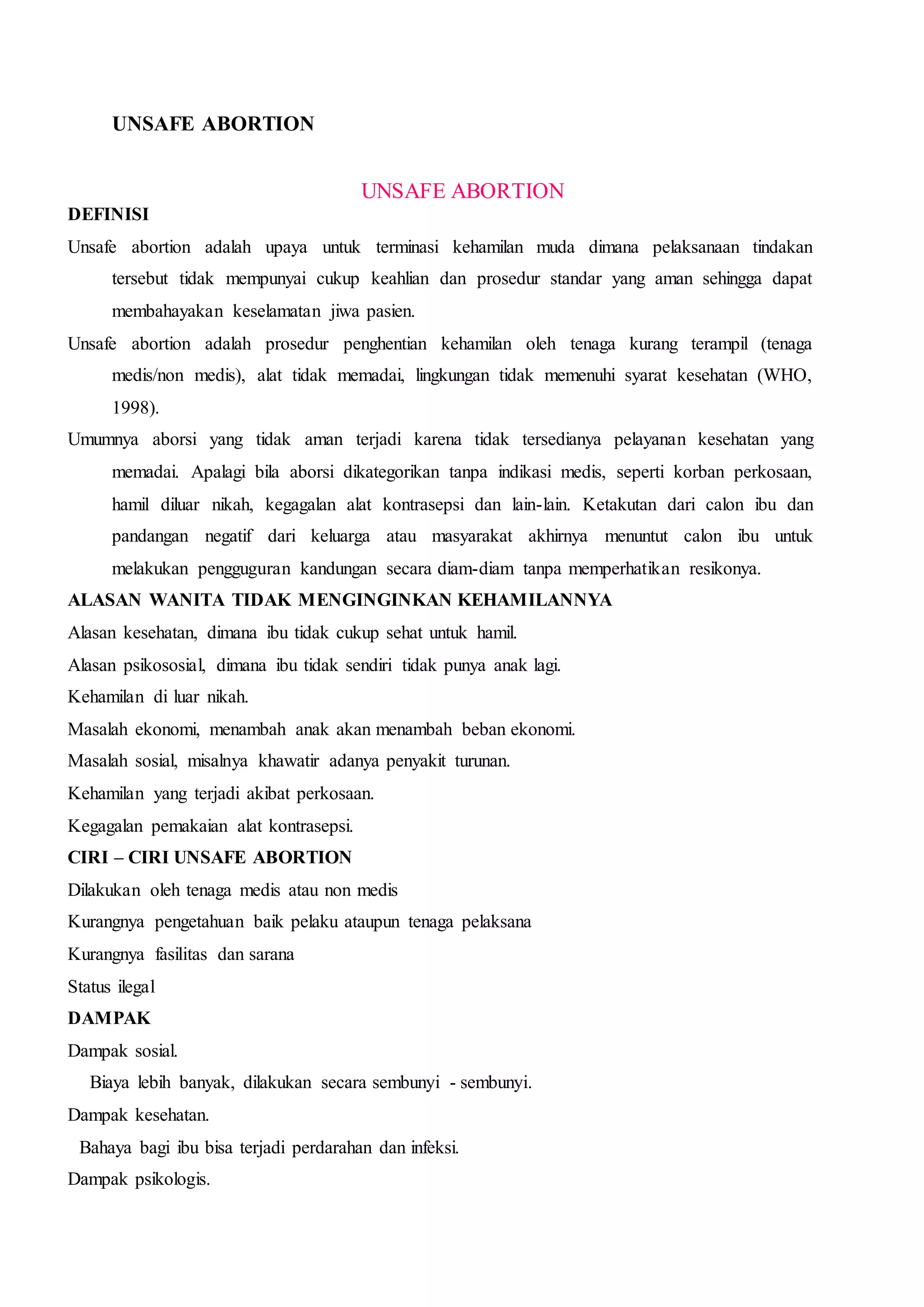 Unsafe abortion 1 | DOCX