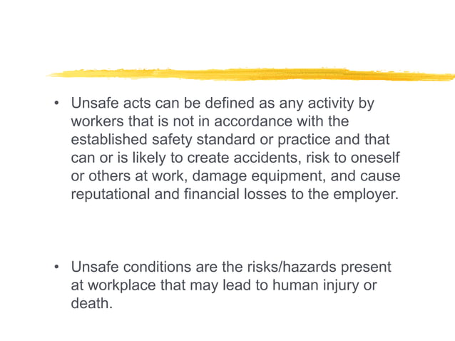 unsafe acts & unsafe conditions.ppt | Death, Injury, or Military ...