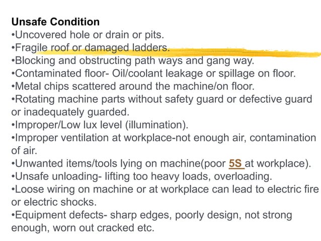 unsafe acts & unsafe conditions.ppt | Death, Injury, or Military ...