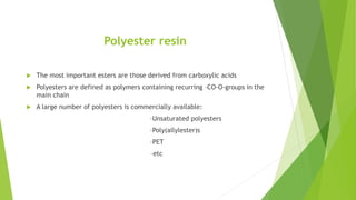 Unsaturated polyester resin as a matrix | PPTX