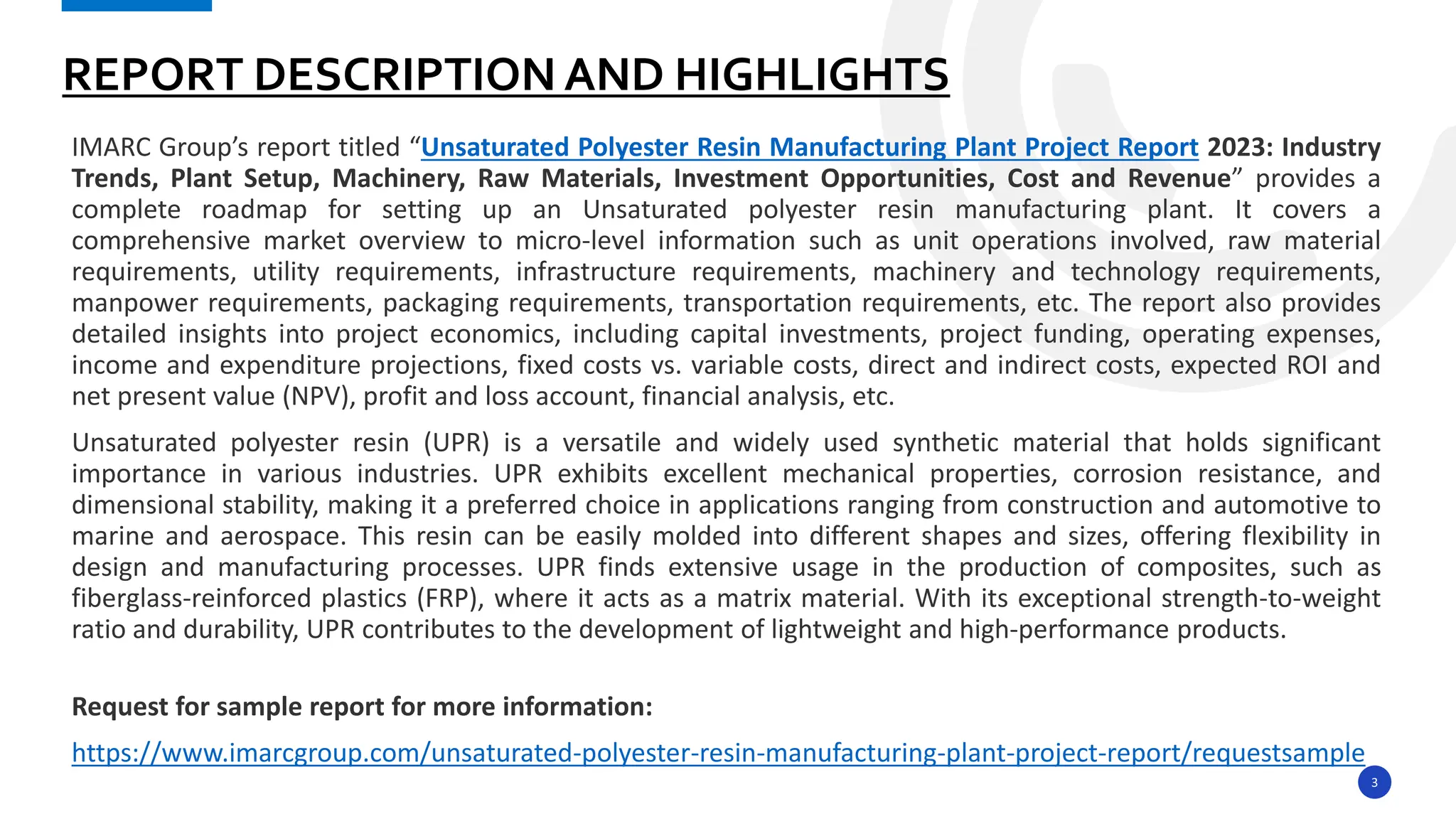 Unsaturated Polyester Resin Manufacturing Project Report 2023 Edition ...