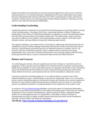 Unschooling: A Controversial Shift in Education Sparks Debate | PDF | Homeschooling | Education