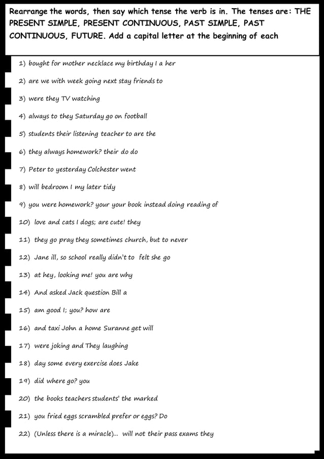 Unscramble Sentences PDF Unscramble Sentences PDF