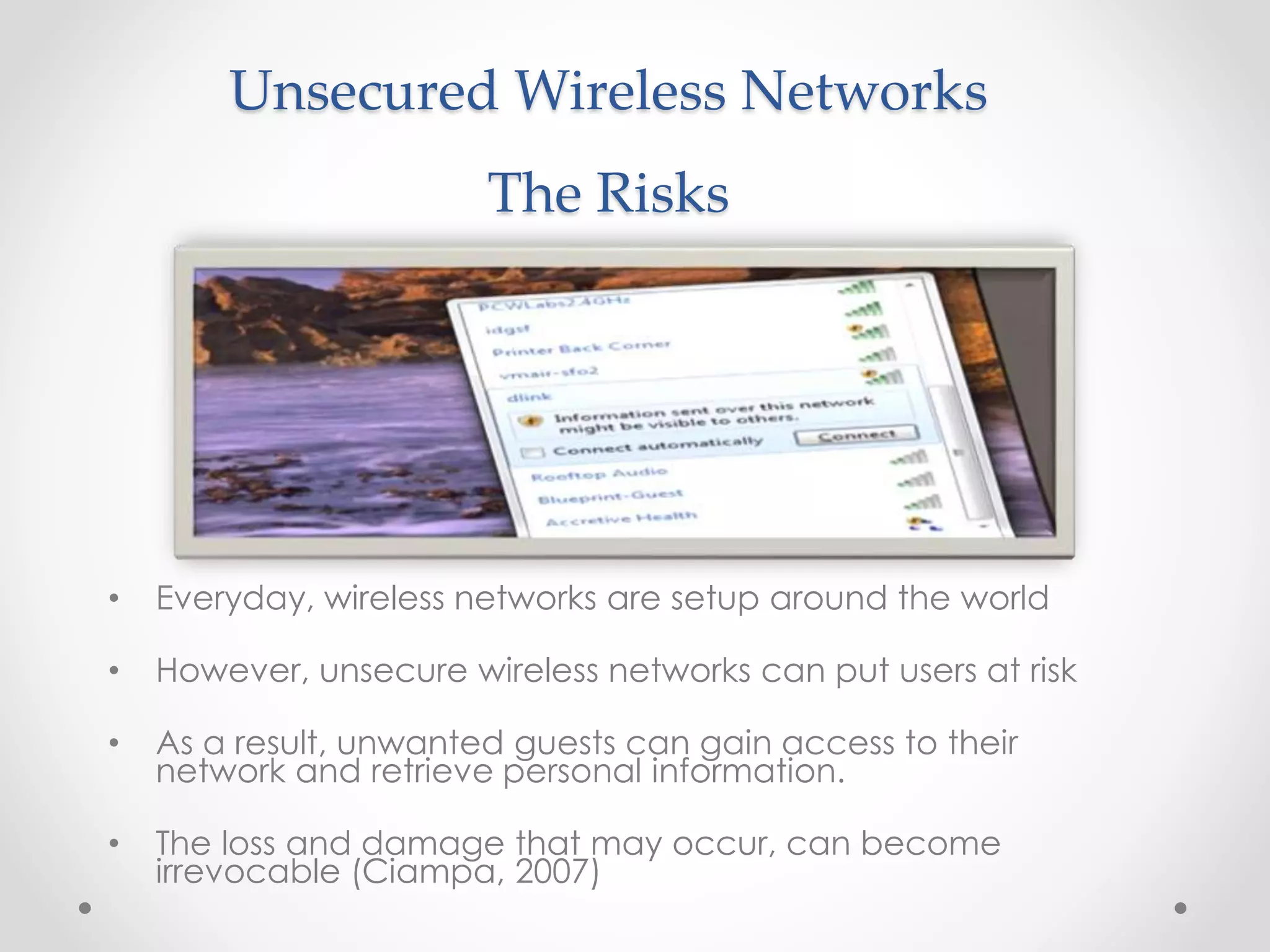 Unsecured wireless networks final | PPTX