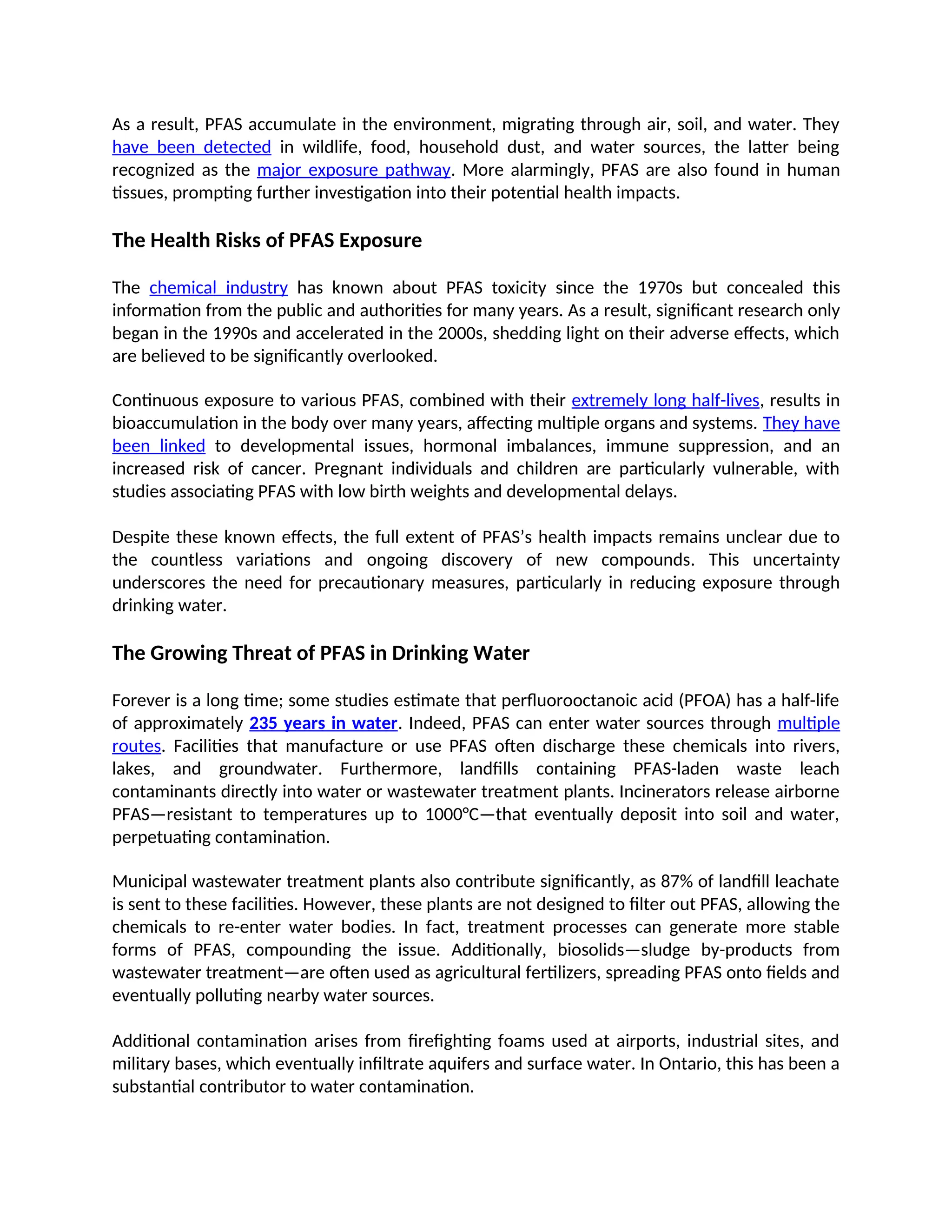 Unseen and Unknown: The Growing Threat of PFAS in Drinking Water—and ...