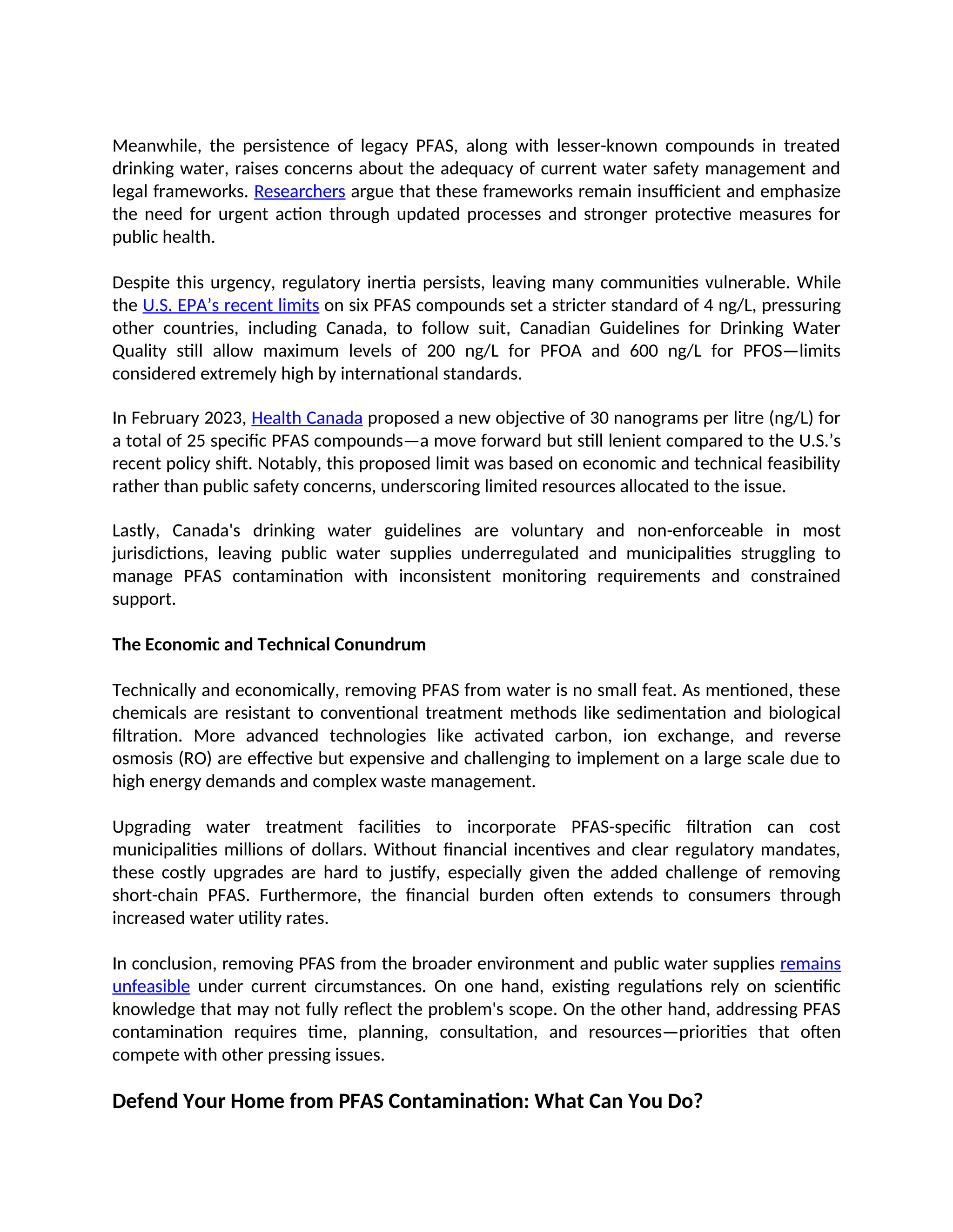 Unseen and Unknown: The Growing Threat of PFAS in Drinking Water—and ...