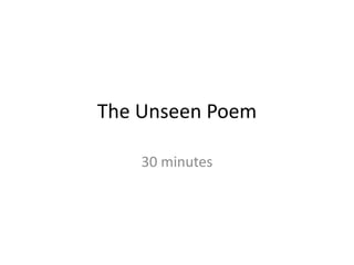 The Unseen poem | PPTX | Educational Assessment | Education