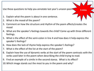 Unseen poem exam practice | PPT