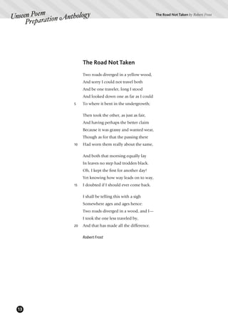 Unseen poem preparation anthology | PDF