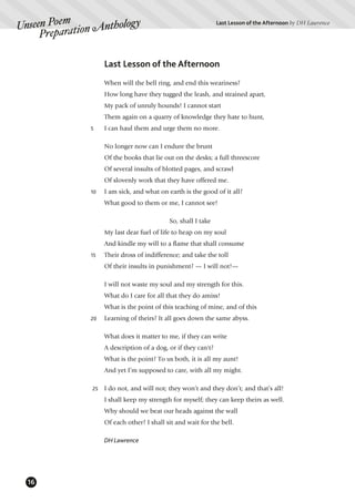 Unseen poem preparation anthology | PDF