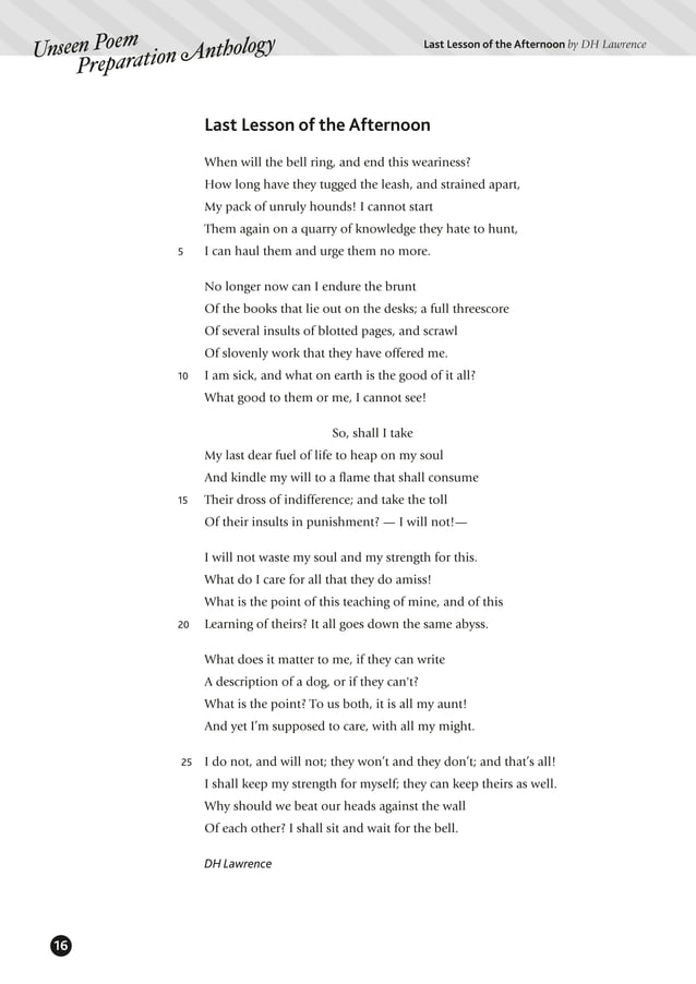 Unseen poem preparation anthology | PDF