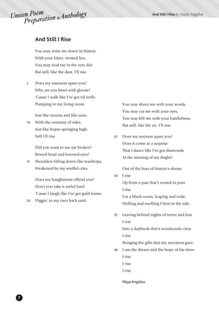 Unseen poem preparation anthology | PDF