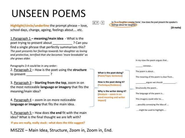 Unseen Poetry AQA GCSE | PPTX | Poetry | Books and Literature