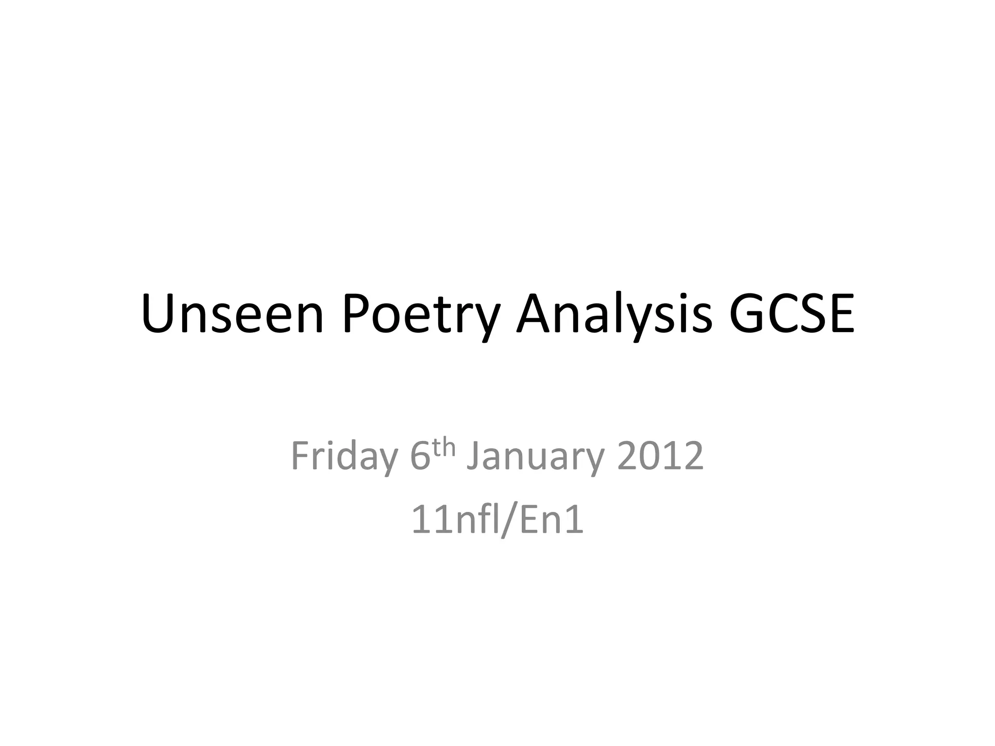 Unseen poetry analysis GCSE | PPTX