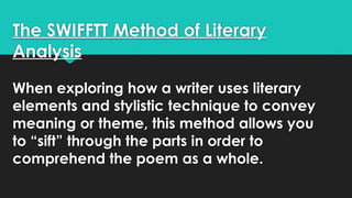 UNSEEN POETRY AND THE SWIFFTT METHOD - 1 | PPTX