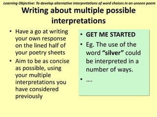 Unseen poetry to display | PPTX