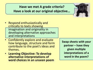 Unseen poetry to display | PPTX