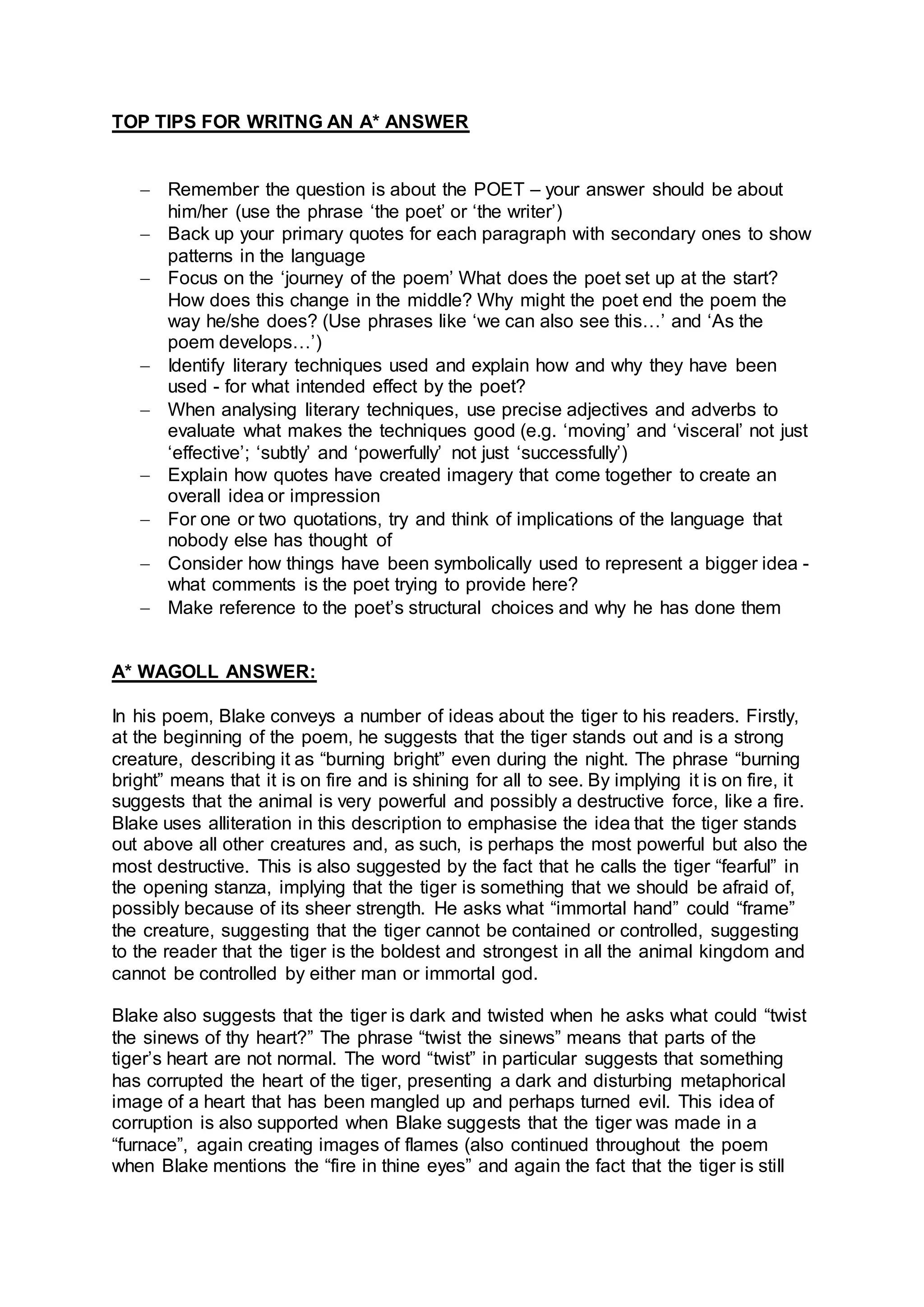 Unseen wagoll c and a grade | DOCX