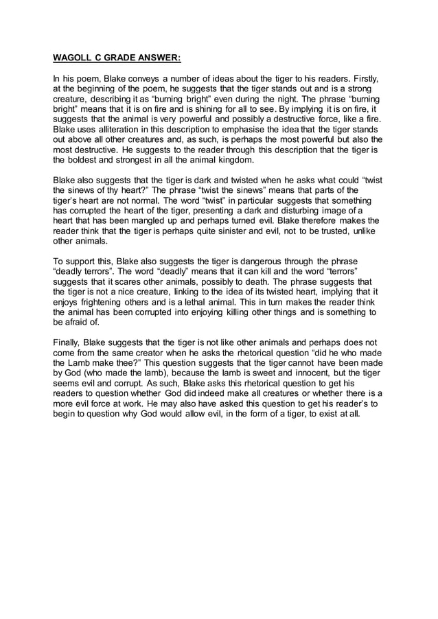 Unseen wagoll c and a grade | DOCX