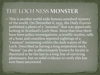 Unsolved mysteries of the world | PPTX