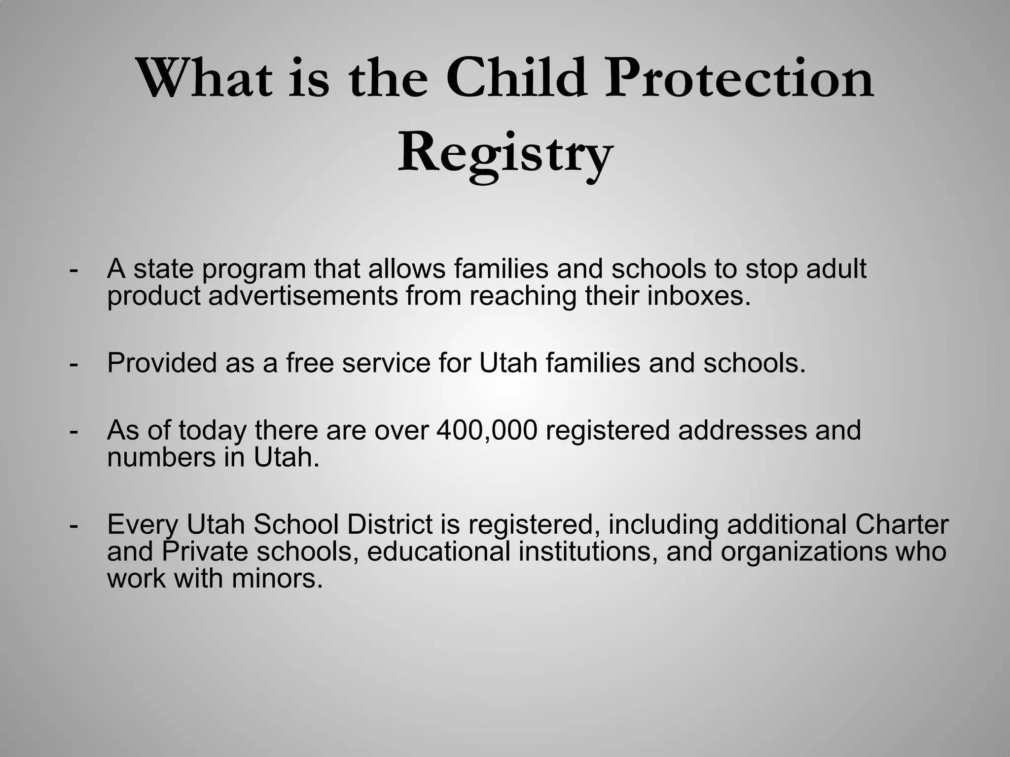 Utah Child Protection Registry | PPT