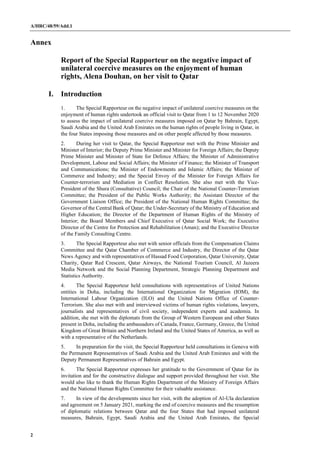 Un special rapporteur alena douhan's qatar visit to analyze human ...