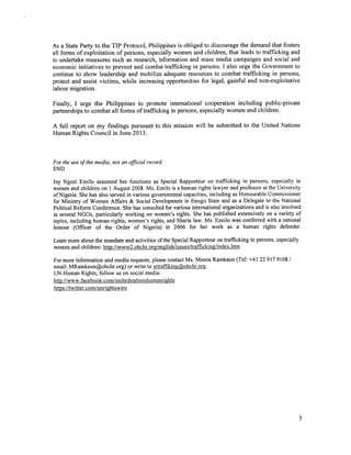 UN Special Rapporteur on Trafficking in Persons Joy Ngozi Ezeilo Report ...