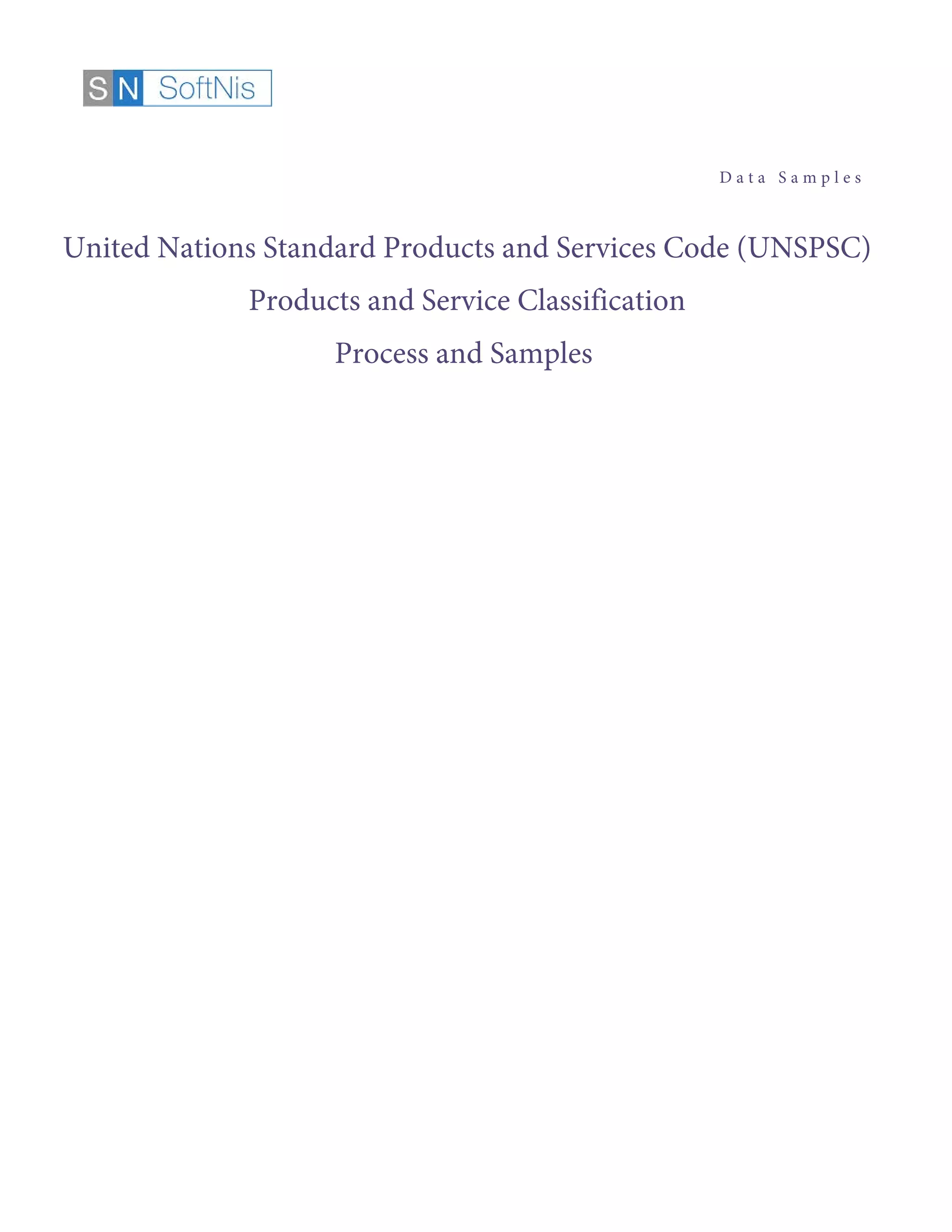 UNSPSC Process and Samples | PDF