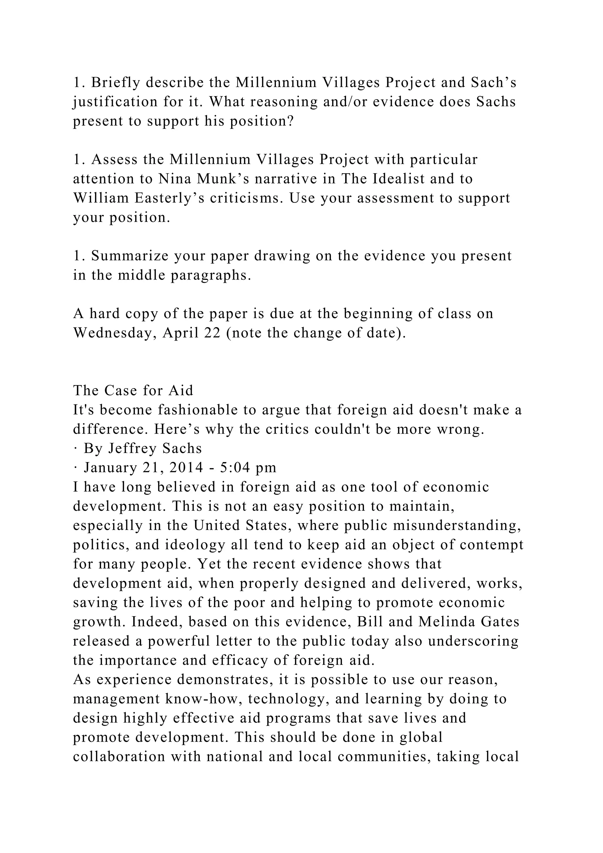 UNST 139E GlobalizationAlex SagerPosition Paper Sachs vs. .docx