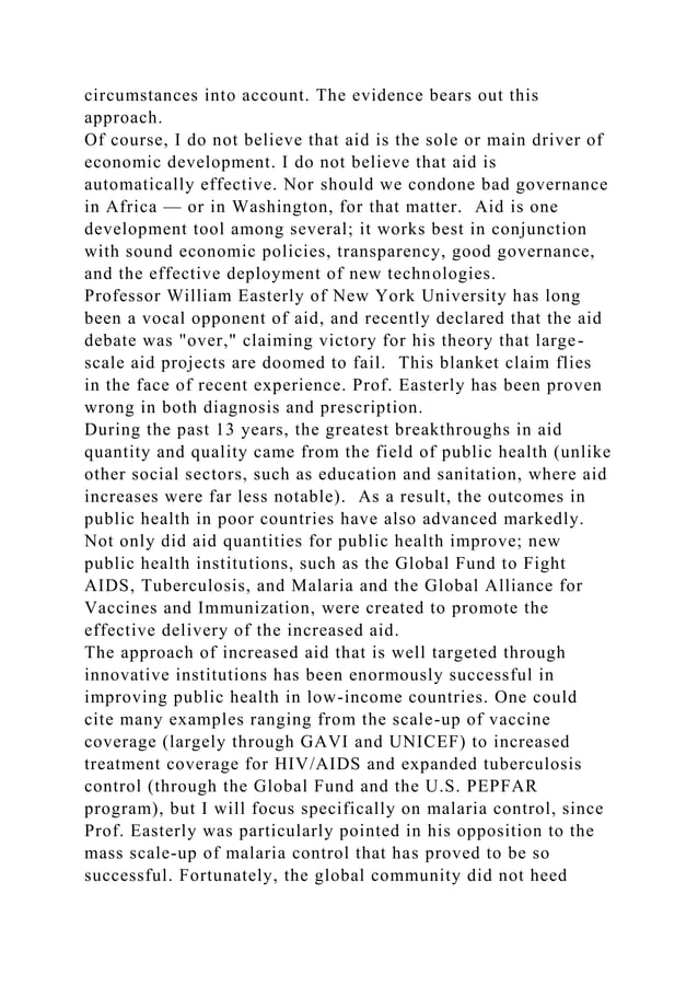 UNST 139E GlobalizationAlex SagerPosition Paper Sachs vs. .docx