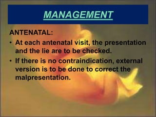 Unstable lie | PPT | Pregnancy | Reproductive Health