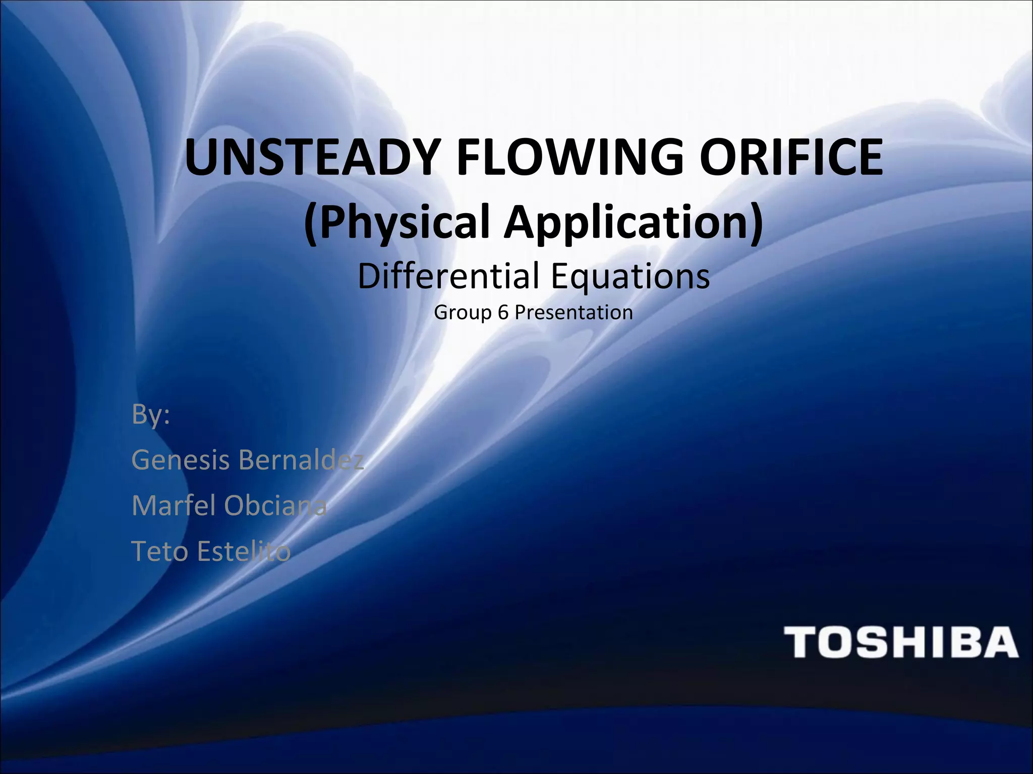 Unsteady Flowing Orifice | PPT