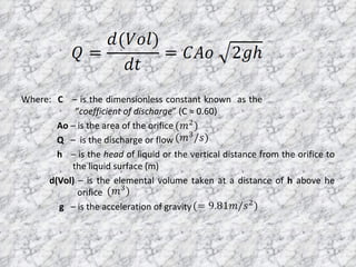 Unsteady Flowing Orifice | PPT