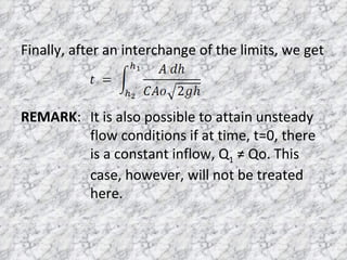 Unsteady Flowing Orifice | PPT