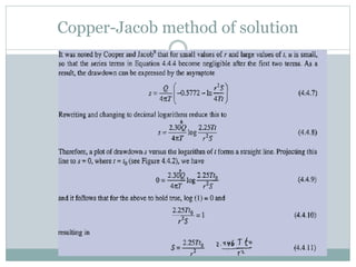 Unsteady radial flow in a confined aquifer Nonequilibrium well pumping ...