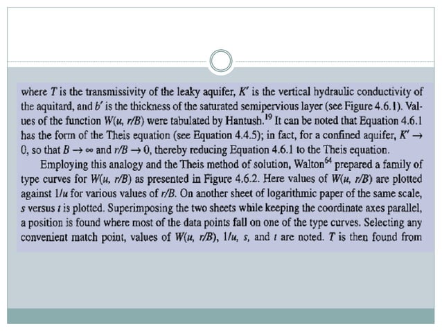 Unsteady radial flow in a confined aquifer Nonequilibrium well pumping ...