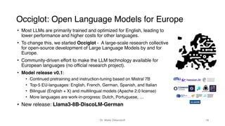 Occiglot - Open Language Models by and for Europe | PPT
