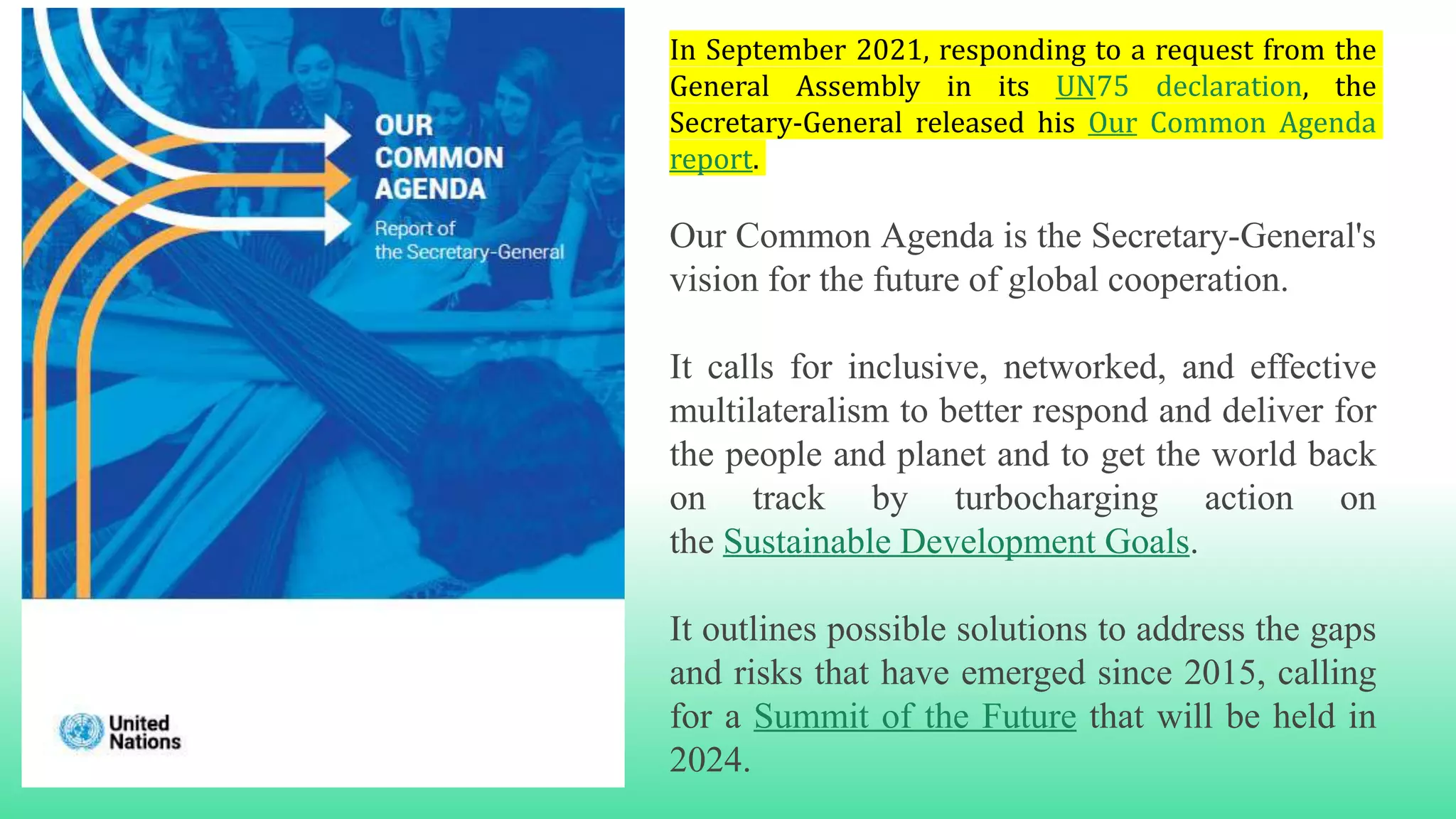 UN Summit of the Future 2924 | PPTX | Civic affairs | Politics