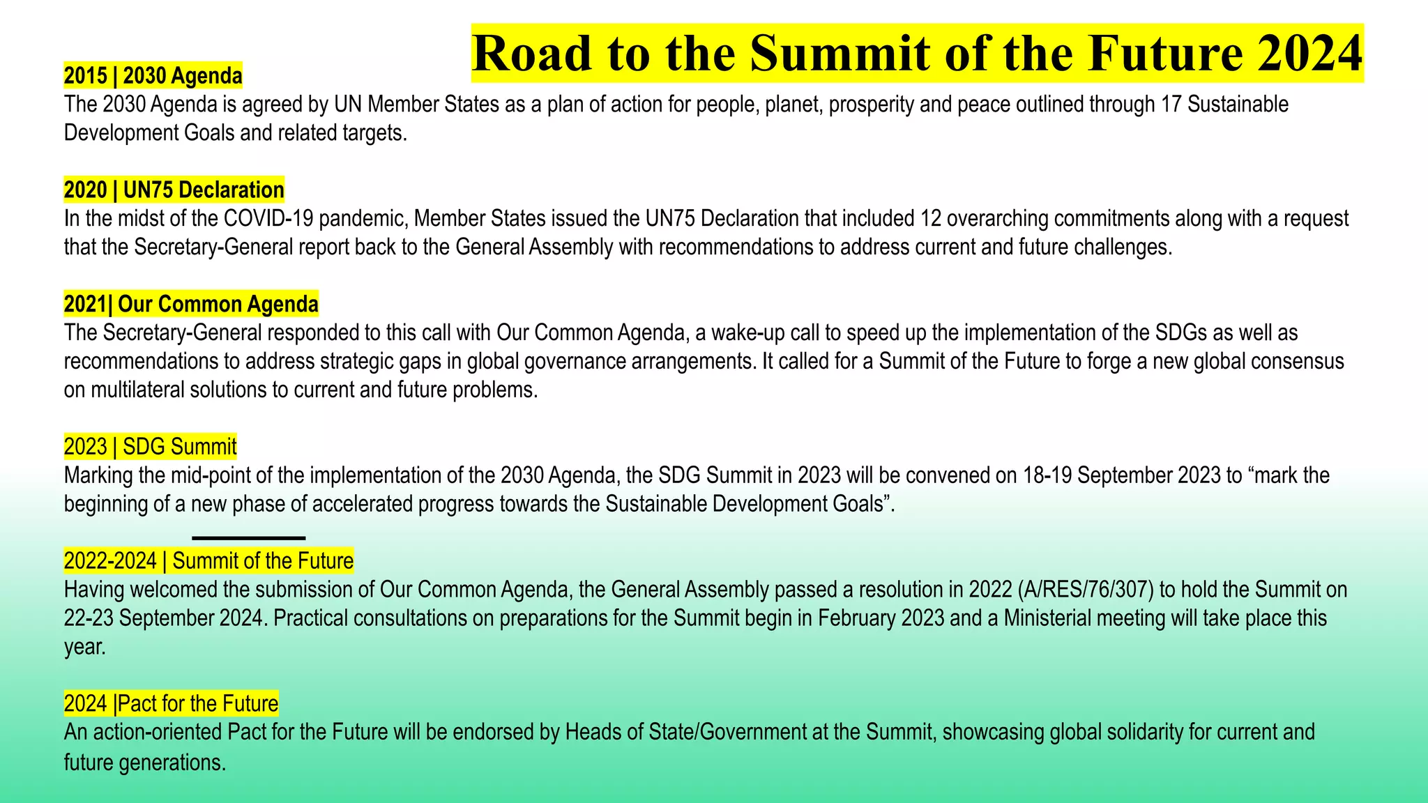 UN Summit of the Future 2024 | PDF